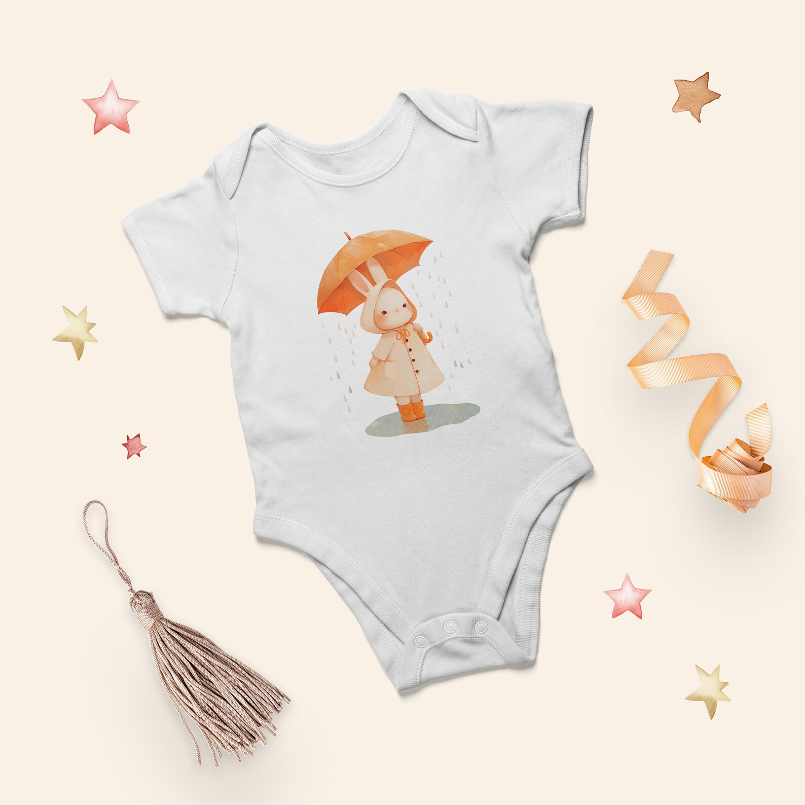 Bunny With Umbrella Clip Art-rabbit in Raincoat Watercolor Illustration ...