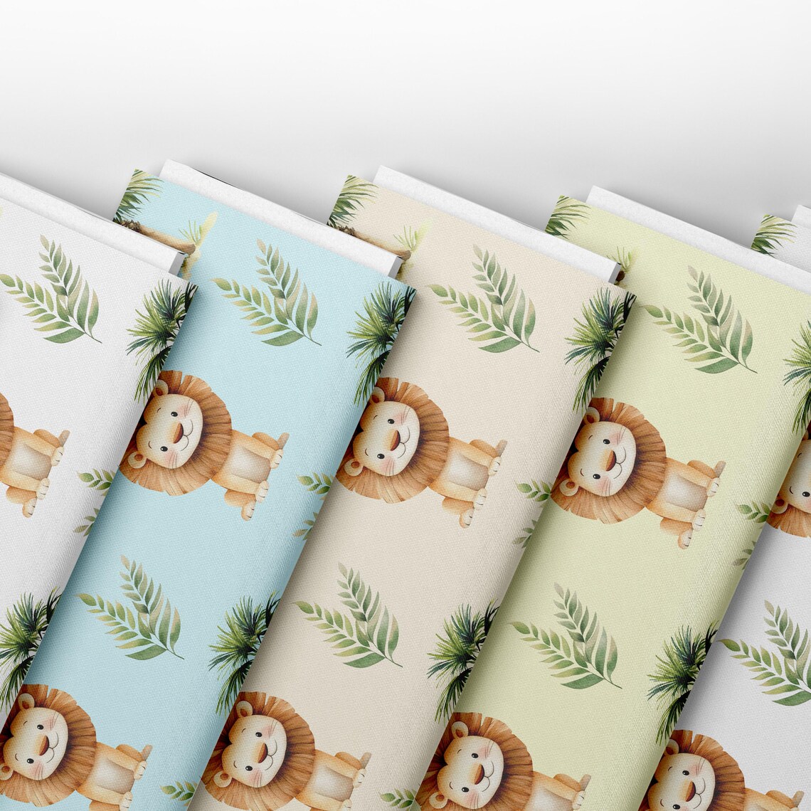 Seamless Lion and Palm Tree Pattern for Kids Room Decor, Safari Nursery ...
