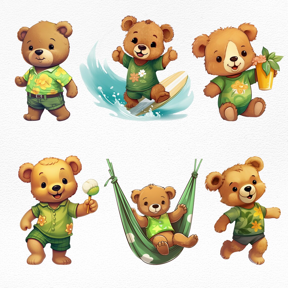 Teddy Bear Summer Clipart-baby Shower Clipart-watercolor Teddy Bear ...