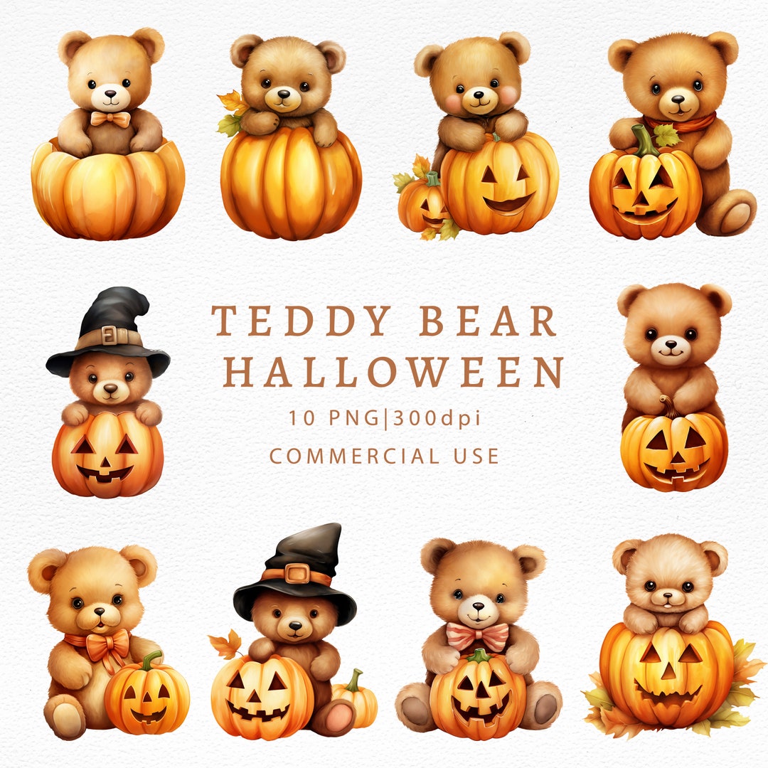 Cute Halloween Teddy Bear Clipart Png-watercolour Teddy Bears-teddy ...