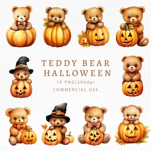 Cute Halloween Teddy Bear Clipart Png-watercolour Teddy Bears-teddy ...
