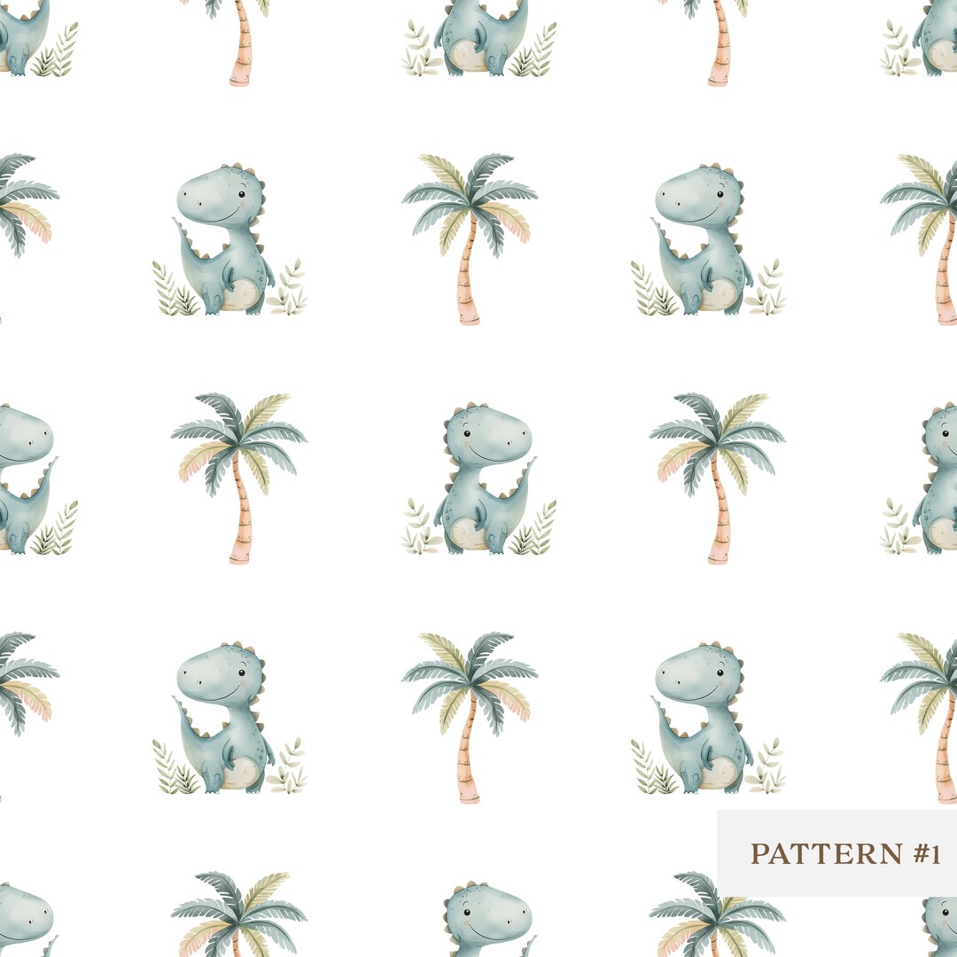 Dinosaur Seamless Pattern-animal Watercolor Pattern-digital Paper-baby ...