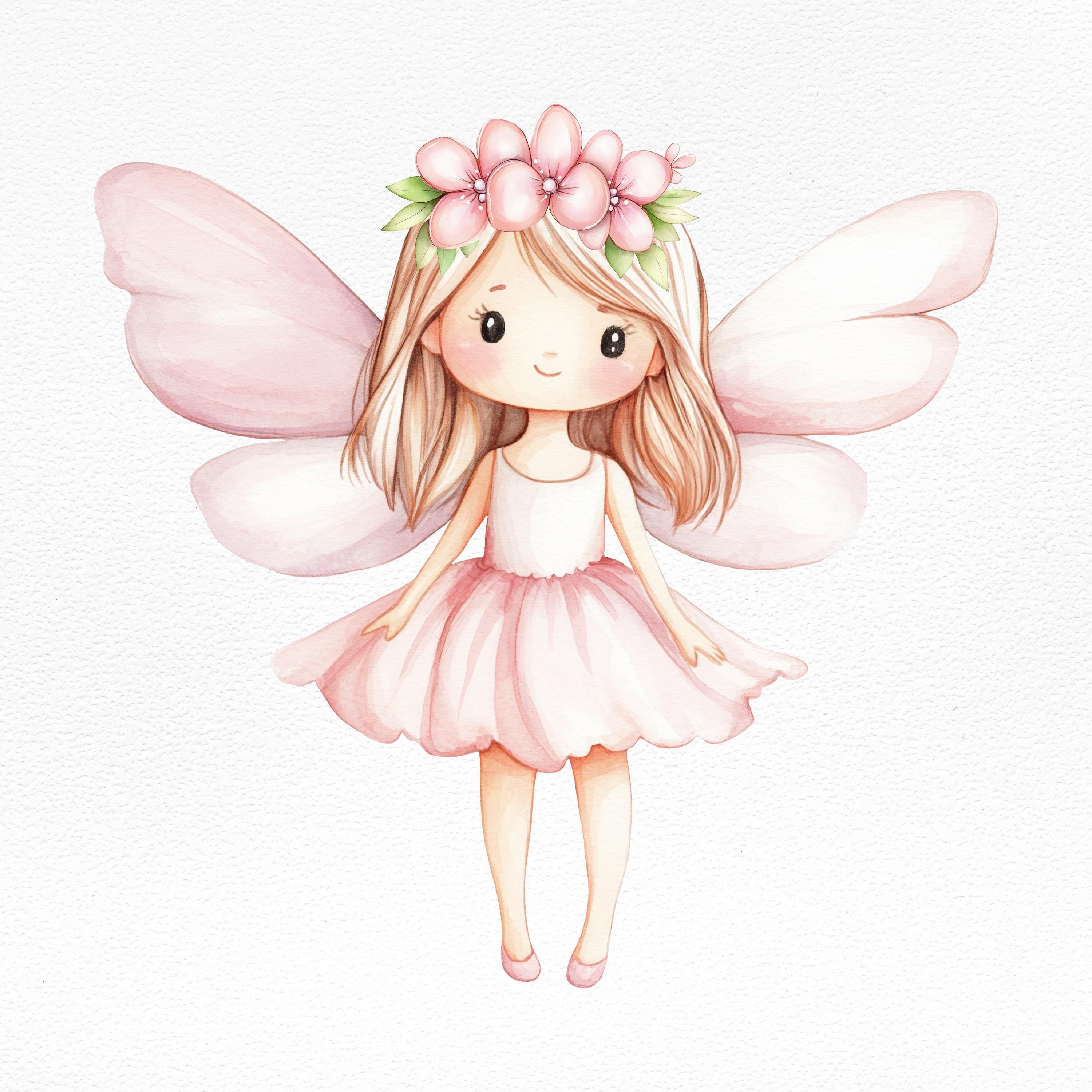 Watercolor Fairy Illustration, Pink Fairy Art Print, Nursery Decor ...
