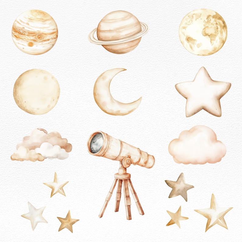 Watercolor Space Clipart Set PNG, Cute Astronauts, Robot, Alien ...