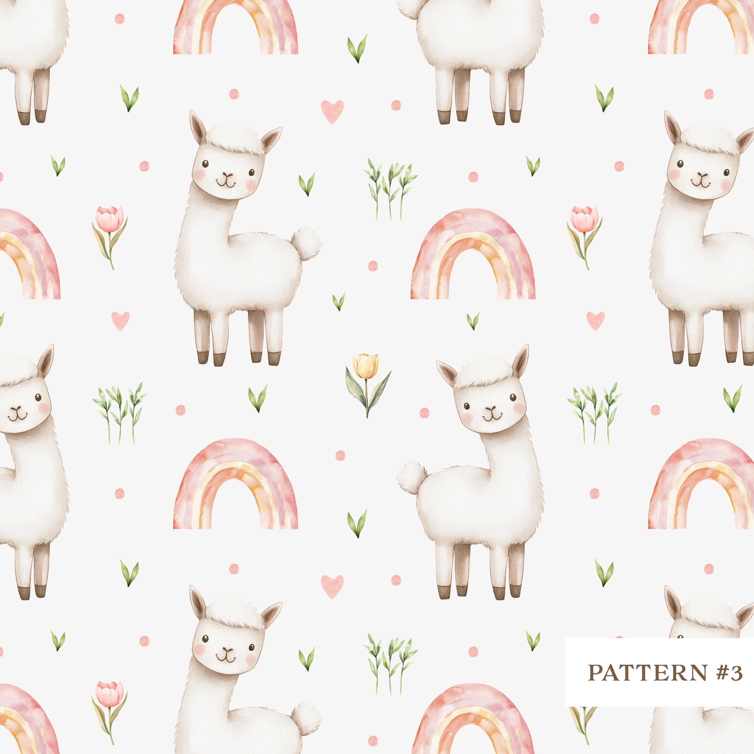 Cute Alpaca Seamless Pattern, Pastel Llama Digital Paper, Baby Nursery ...