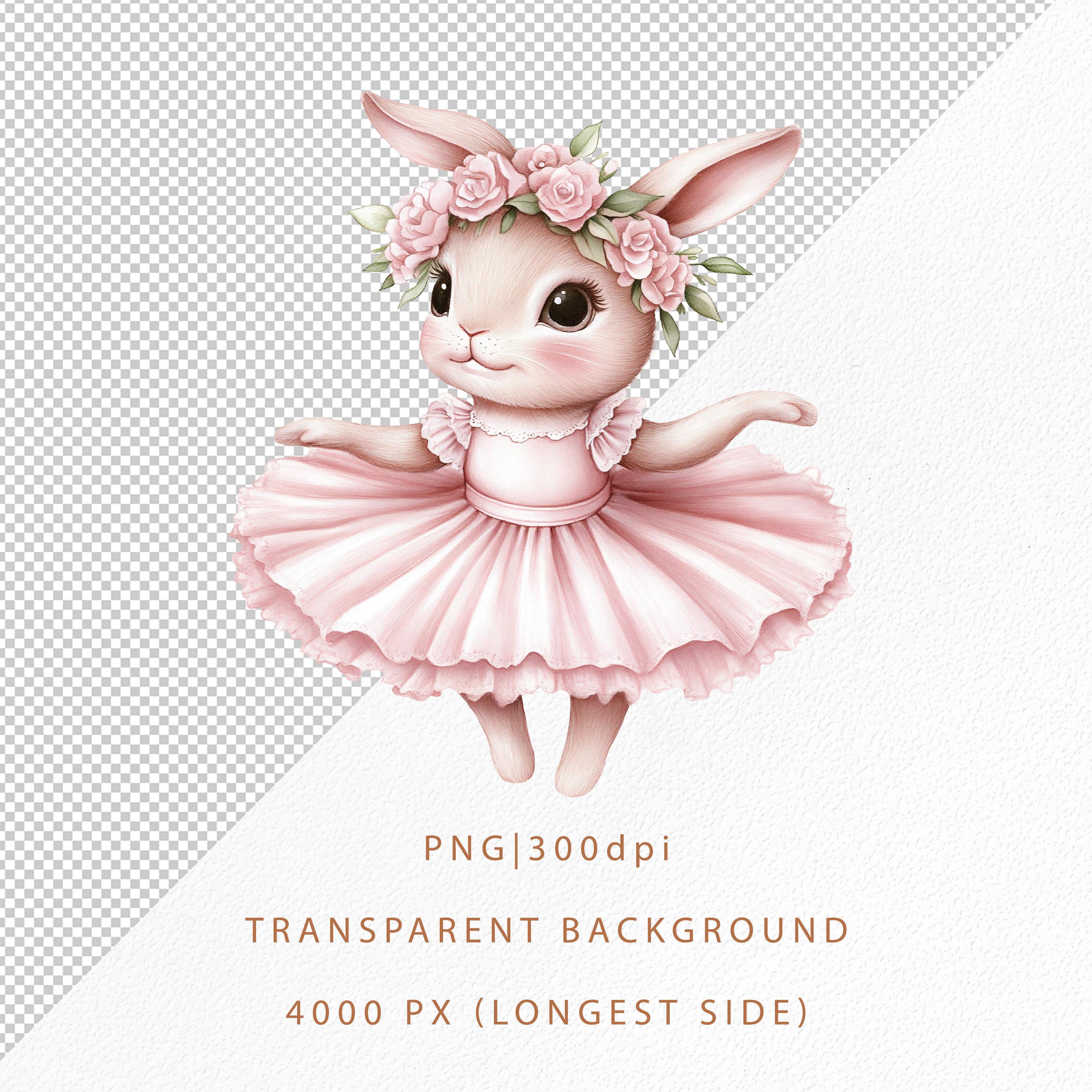 Watercolor Ballerina Bunny Clipart PNG Floral-bunny Clip Art-ballet ...