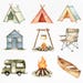 Watercolor Camping Clipart Bundle, Woodland Animals Digital Art, Forest ...