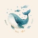 Whale Clip Art-nautical Watercolor Illustration-baby Nursery Clipart ...