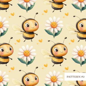 Cute Bee Seamless Pattern | Honey Bee Seamless Patterns PNG | Printable ...