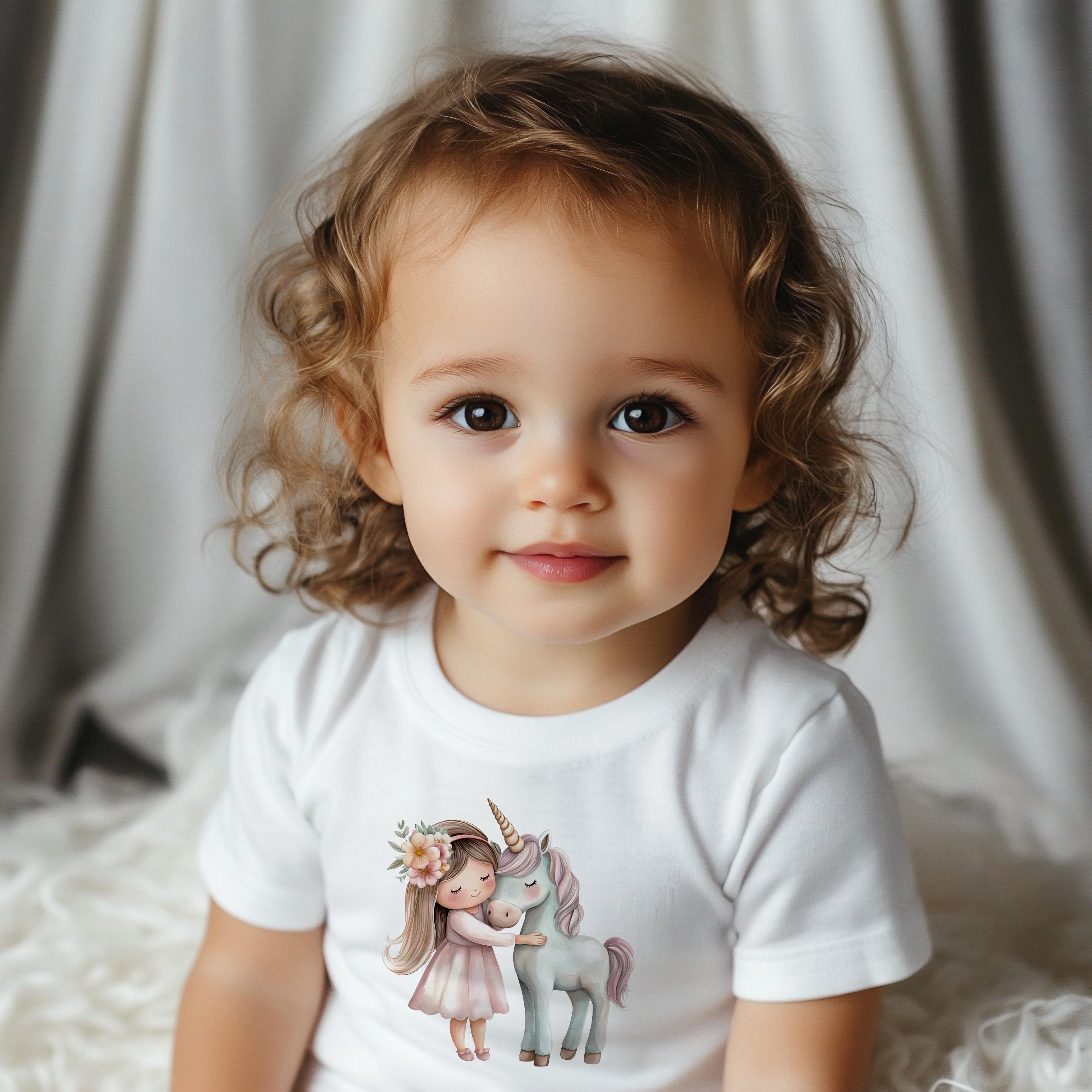 Girl and Unicorn Clipart PNG, Magical Digital Download, Nursery Art ...