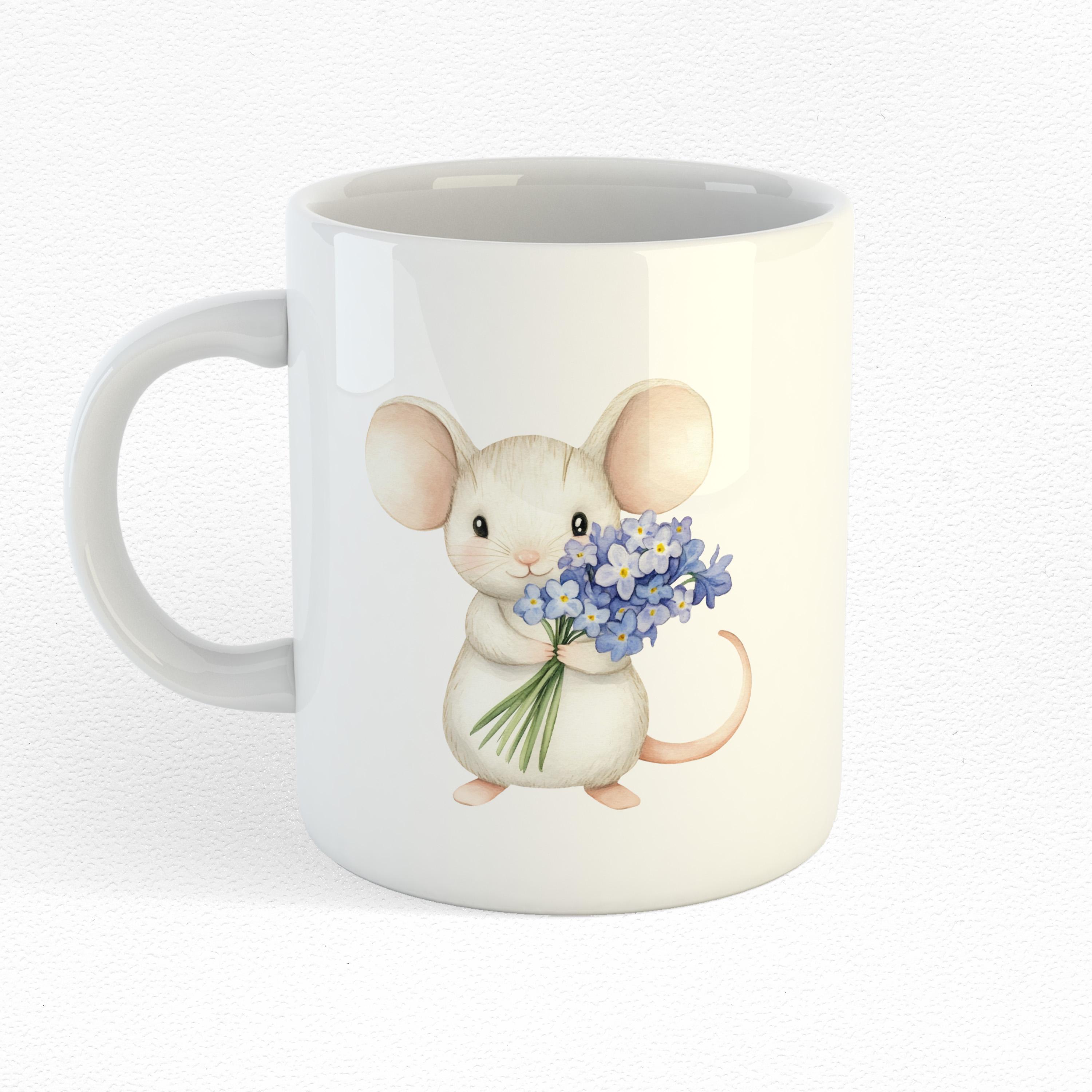 Cute Mouse Clipart PNG - Cottagecore Watercolor Animal Print, Floral ...