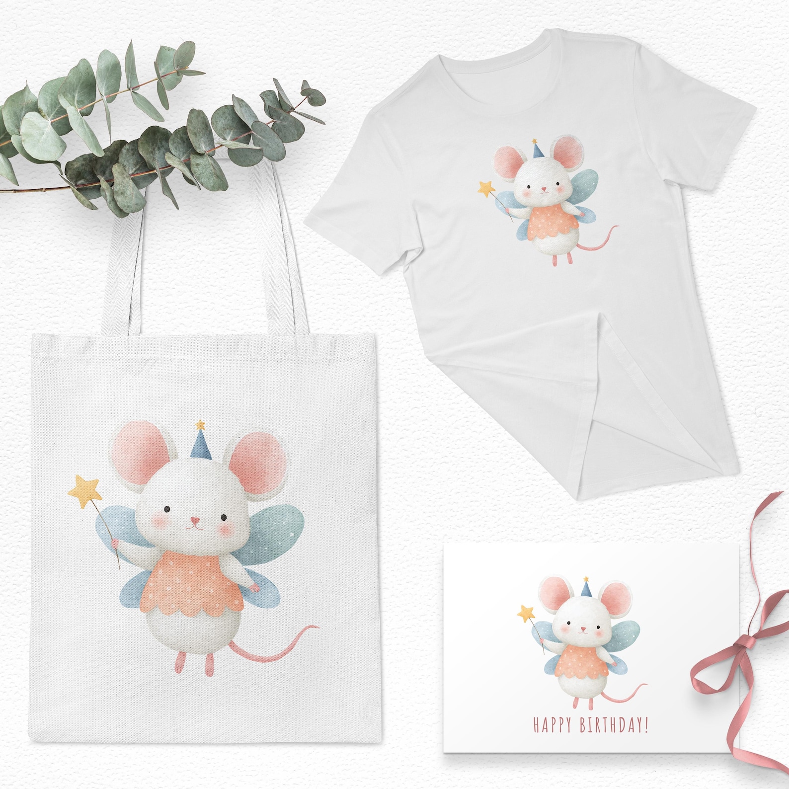 Fairy Mouse Clipart PNG | Watercolor Mouse With Wings, Star Wand ...