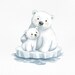 Mama Polar Bear Clipart-watercolor Polar Bears Clipart-cute Baby Polar ...