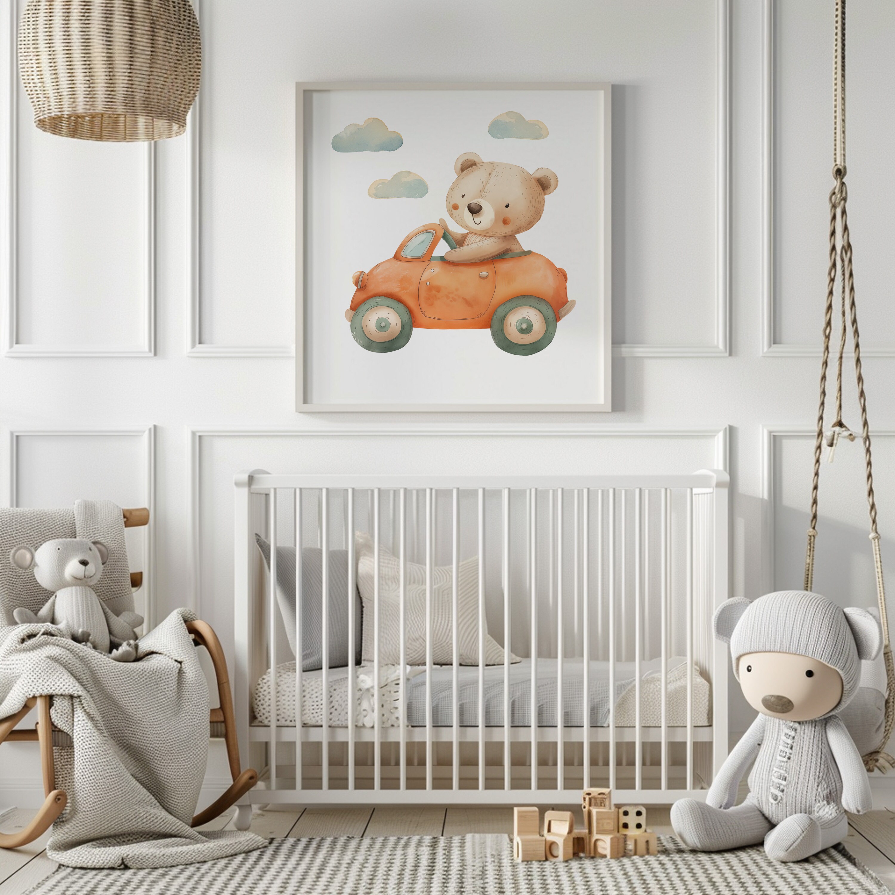 Bear Riding a Car Clip Art-bear Watercolor Illustration-animal Clipart ...