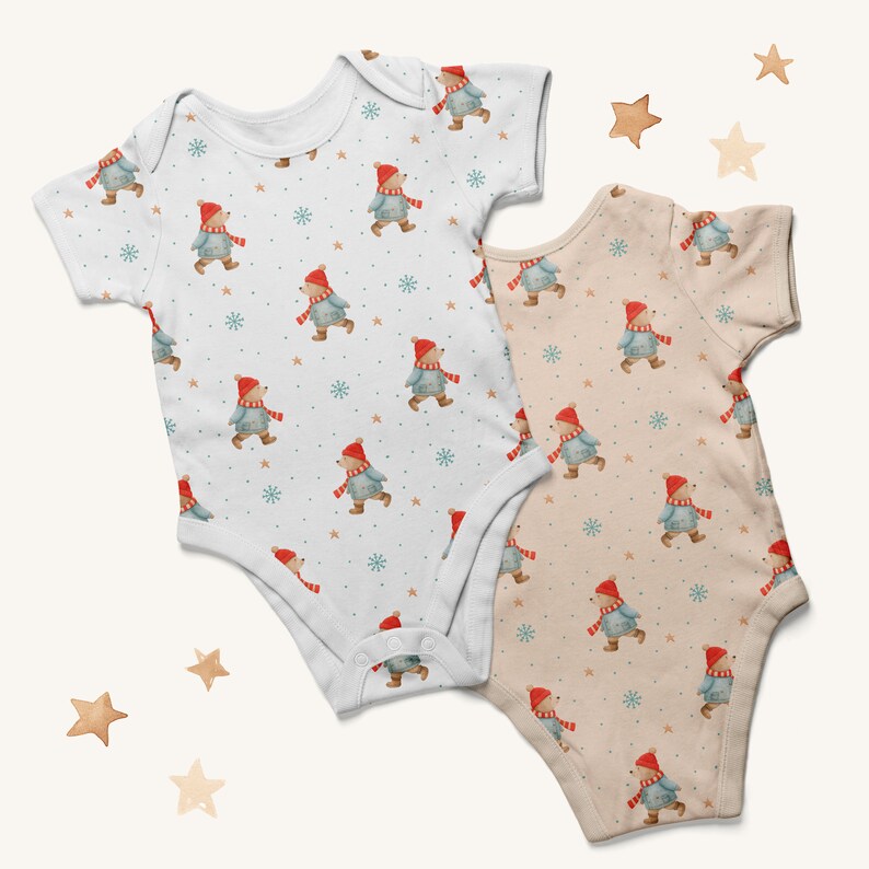 Winter Bear Seamless Pattern-watercolor Pattern-digital Paper-baby ...