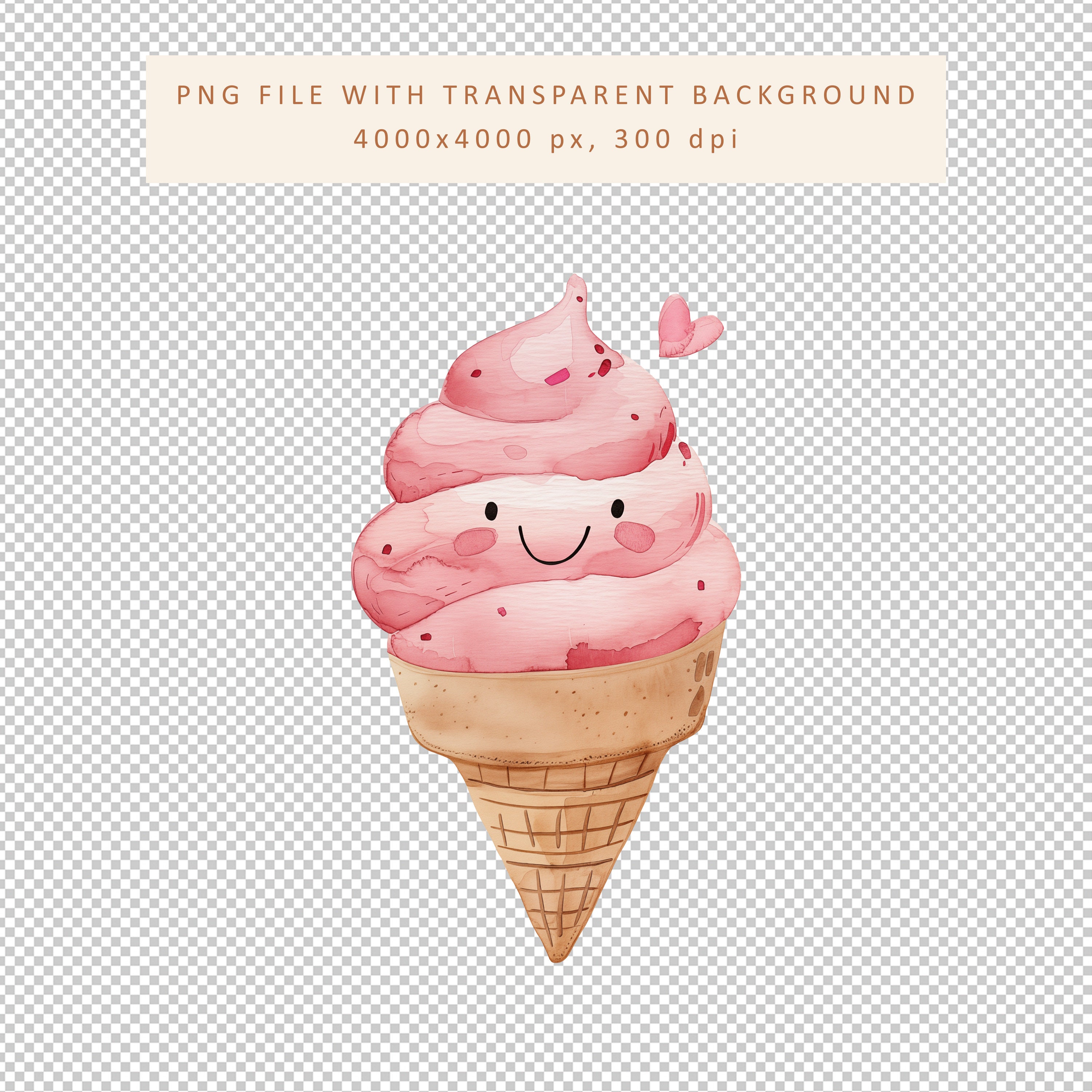 Ice Cream Clipart-kawaii Watercolor Illustration-food Dessert Clipart ...