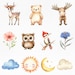 Watercolor Camping Clipart Bundle, Woodland Animals Digital Art, Forest ...