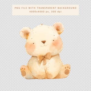 Bear Clip Art - Teddy Bear Watercolor Illustration - Animal Clipart ...