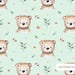 Seamless Watercolor Bear Pattern, Cute Teddy Bear Digital Paper, Baby ...