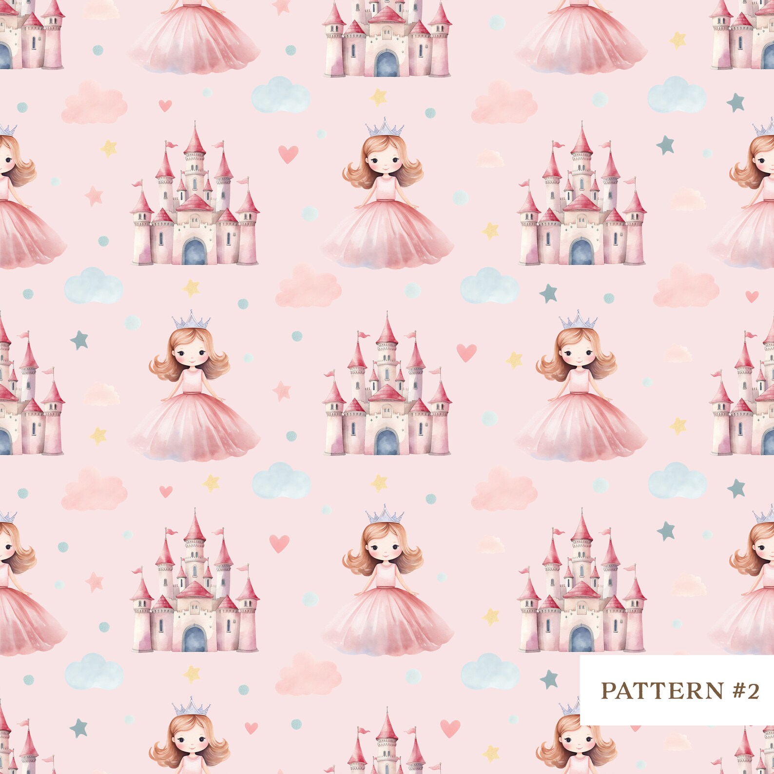 Fairy Tale Seamless Pattern-princess Cute Watercolor Pattern- Magic ...