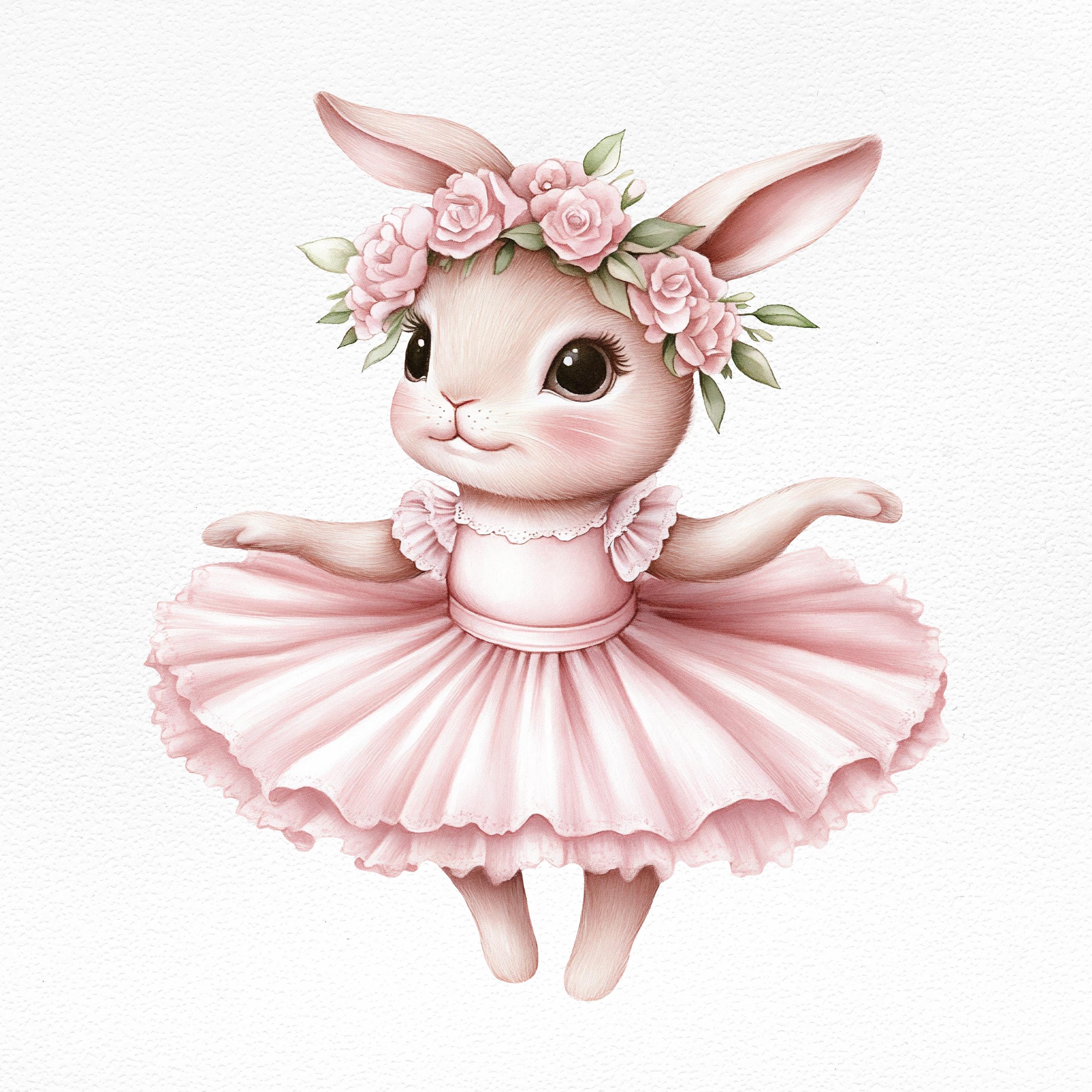 Watercolor Ballerina Bunny Clipart PNG Floral-bunny Clip Art-ballet ...