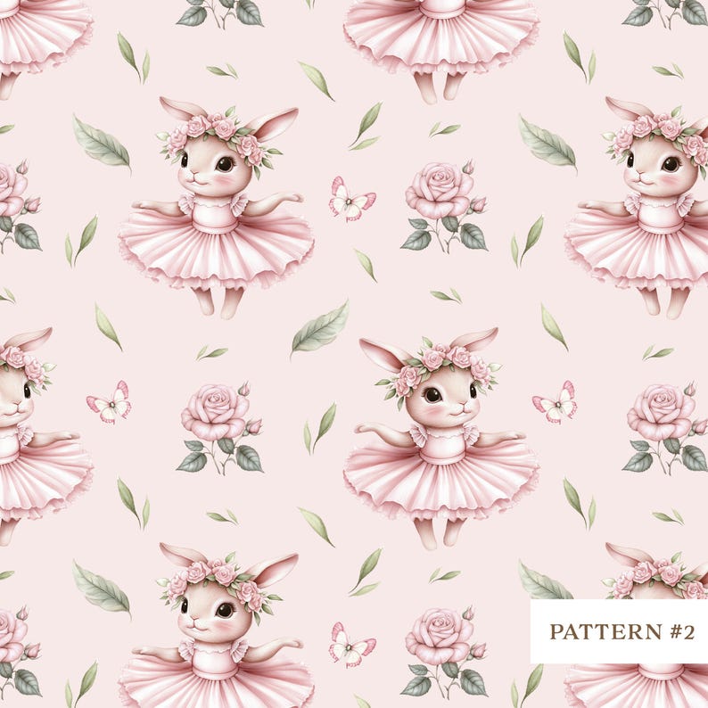 Cute Watercolor Ballerina Bunny Seamless Pattern-ballet Bunny in Tutu ...