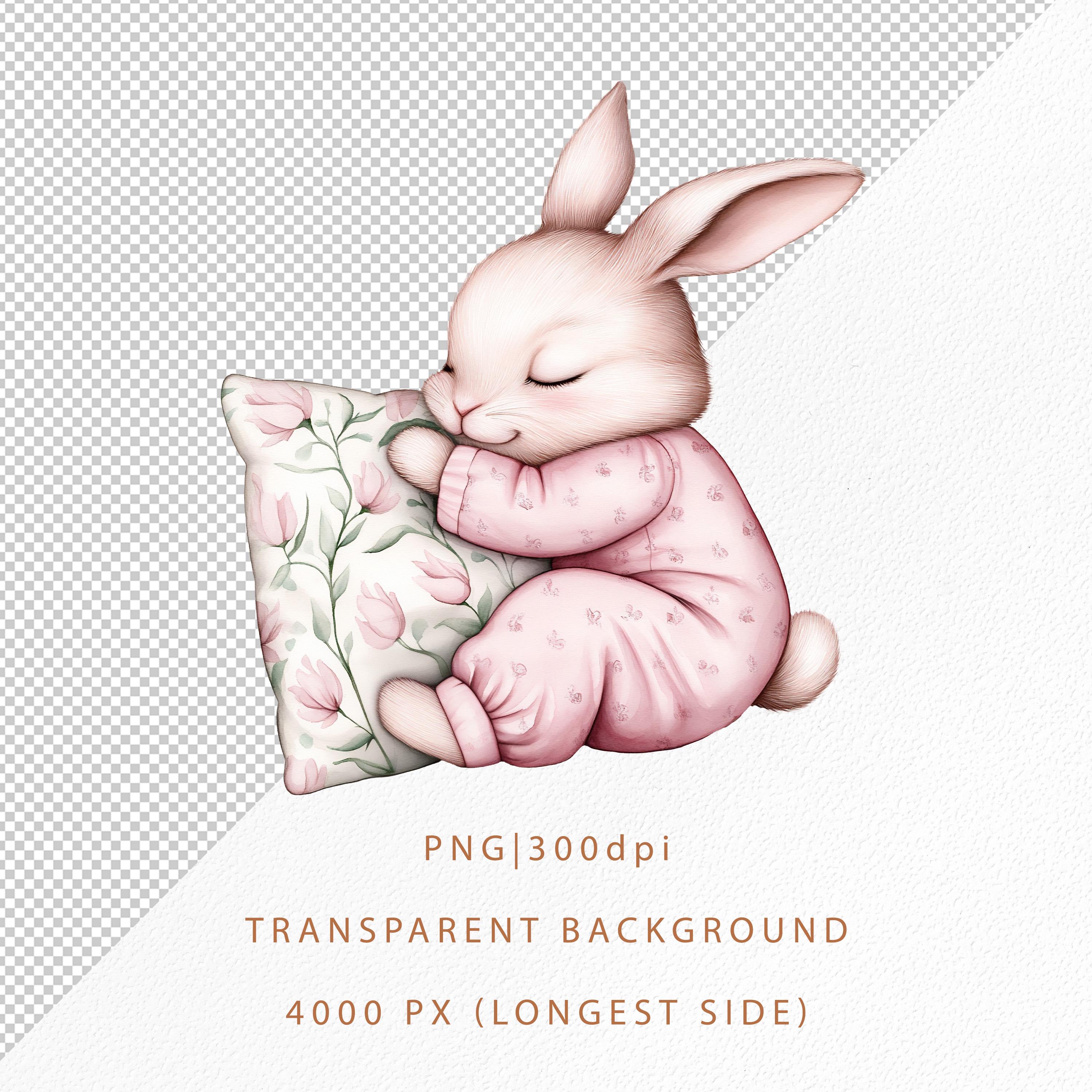 Cute Watercolor Bunny Clipart, Sleeping Bunny PNG, Boho Rabbit Clipart ...