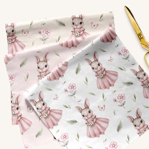 Cute Bunny Girl Seamless Pattern-watercolor Rabbit Pattern-digital ...