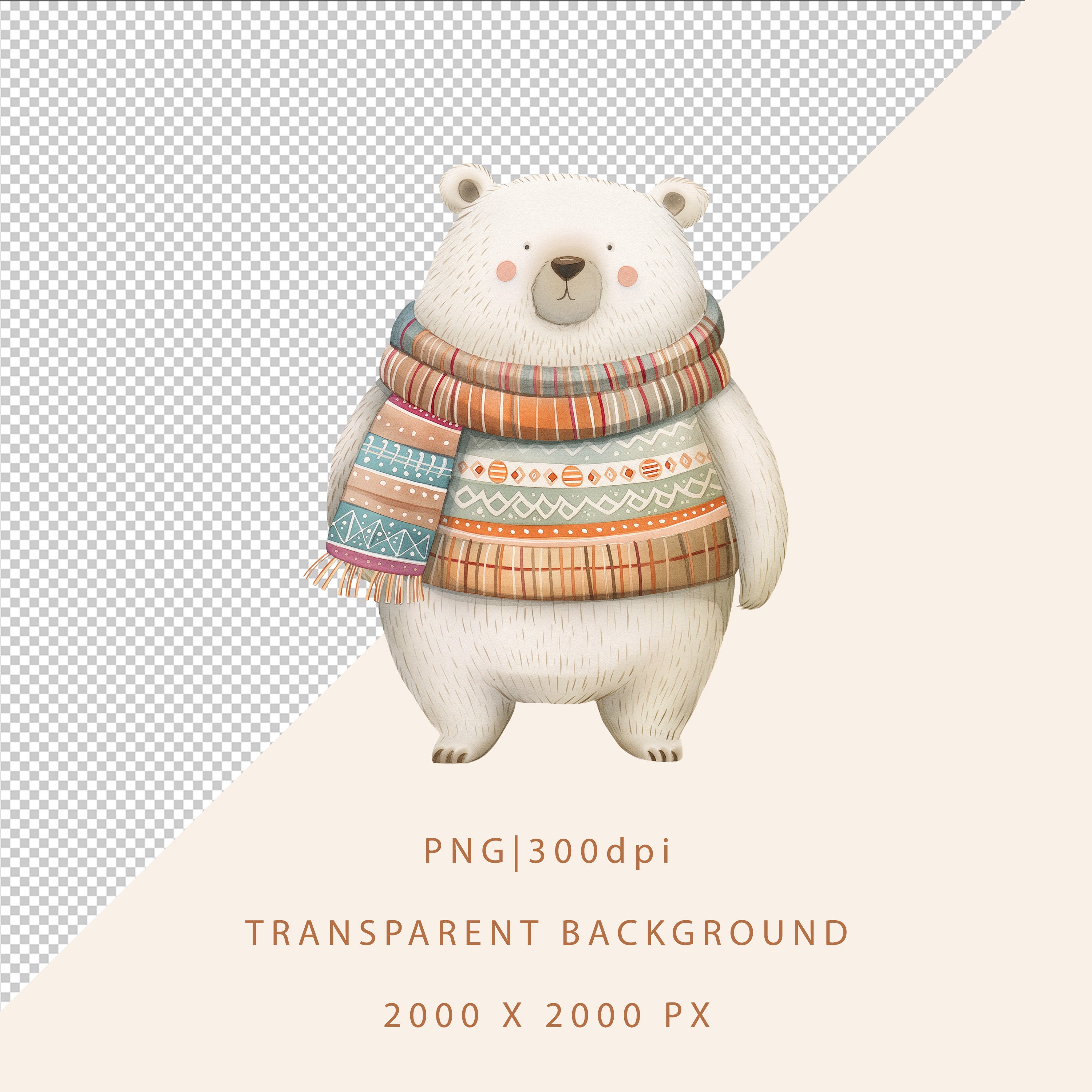 Watercolor Cute Polar Bears Clipart-commercial Use Clip Art-watercolor ...