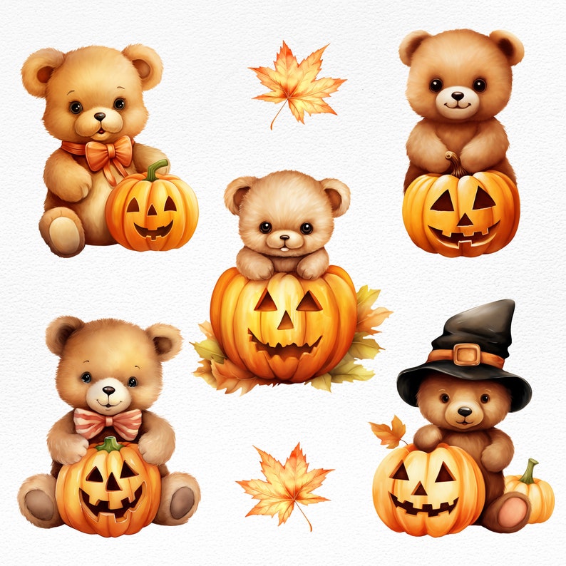 Cute Halloween Teddy Bear Clipart Png-watercolour Teddy Bears-teddy ...
