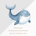 Watercolor Baby Whale Clipart – Cute Ocean Animal PNG for Sublimation ...