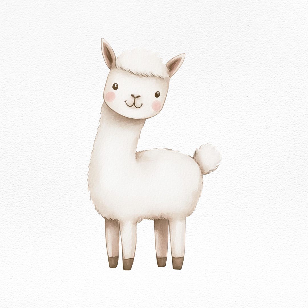 Cute Alpaca Watercolor Clipart, Kawaii Llama Illustration, Boho Baby ...