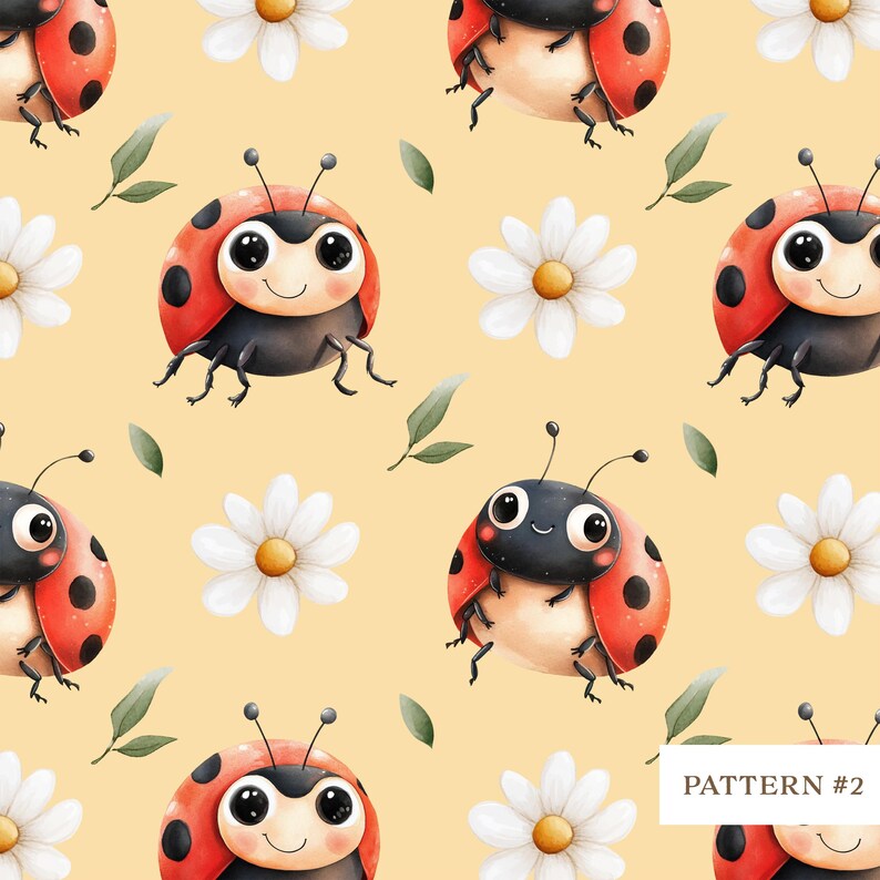Cute Ladybugs Seamless Pattern | Seamless Patterns | Instant Download ...