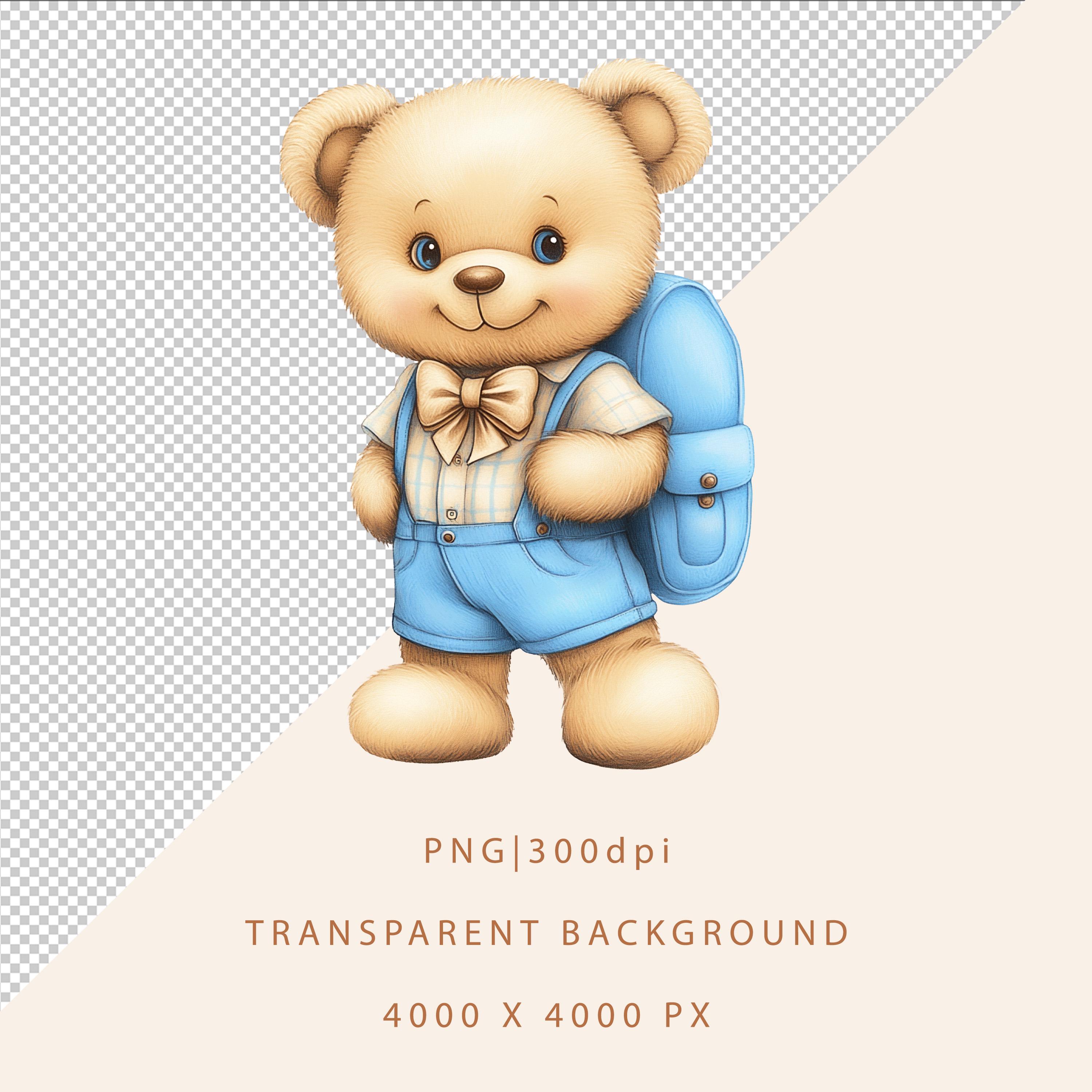 Watercolor Bear Back to School Clipart-teddy Bear Clip Art-baby Shower ...