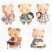 Watercolor Bear Back to School Clipart-cute Teddy Bear Girl-baby Shower ...