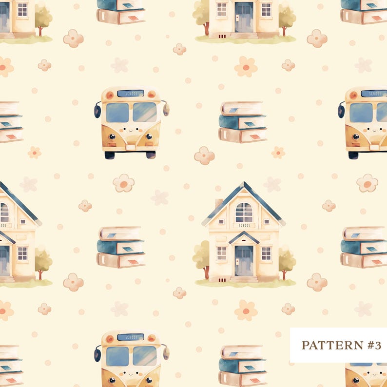Back to School Seamless Pattern Digital Design Download, Trendy School ...