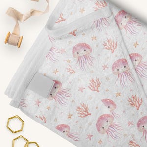 Watercolor Jellyfish Seamless Pattern, Cute Ocean Sea Life Digital ...