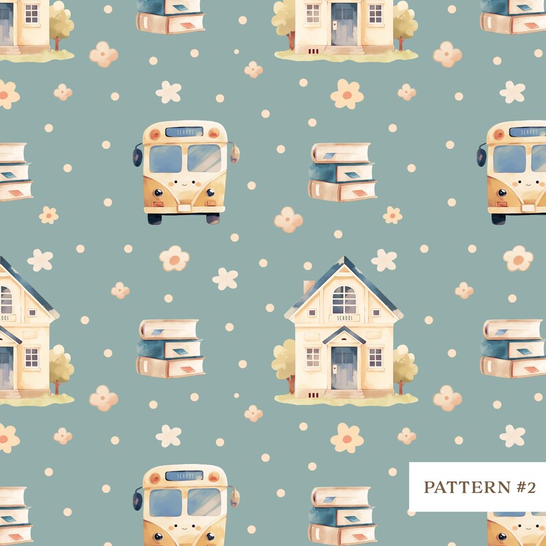 Back to School Seamless Pattern Digital Design Download, Trendy School ...