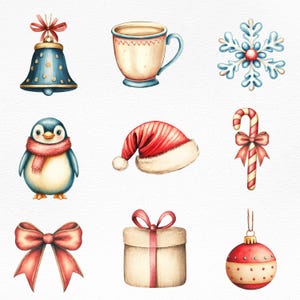Christmas Clipart-watercolor Christmas Bundle-cute Christmas PNG Bundle ...