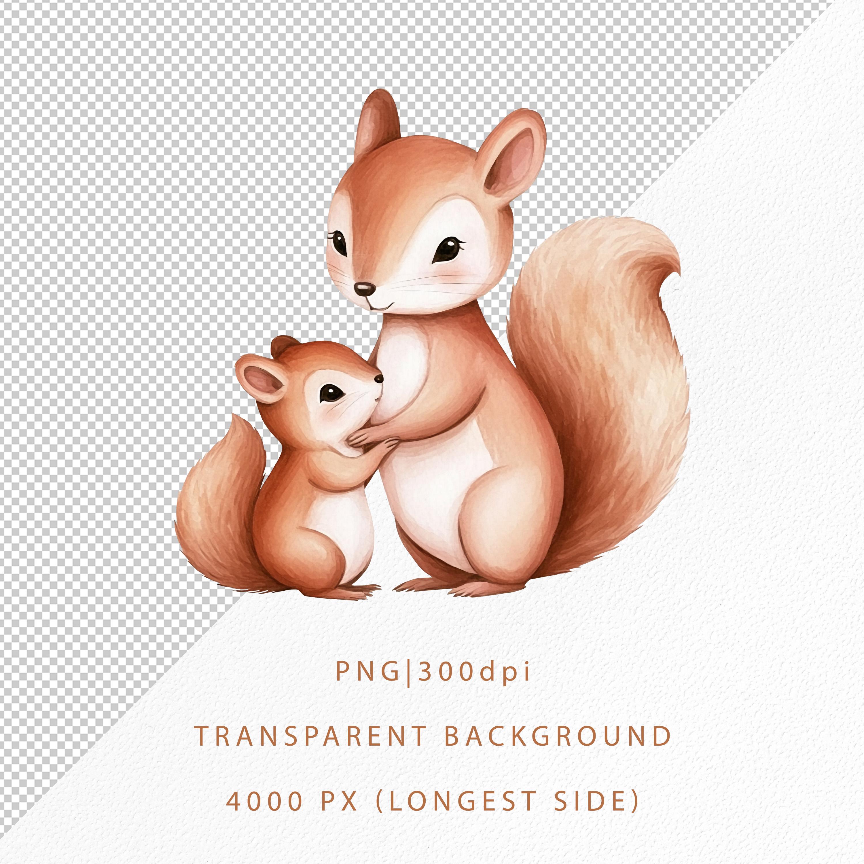 Mama Squirrel Clipart-watercolor Squirrels Clipart-cute Baby Squirrel ...