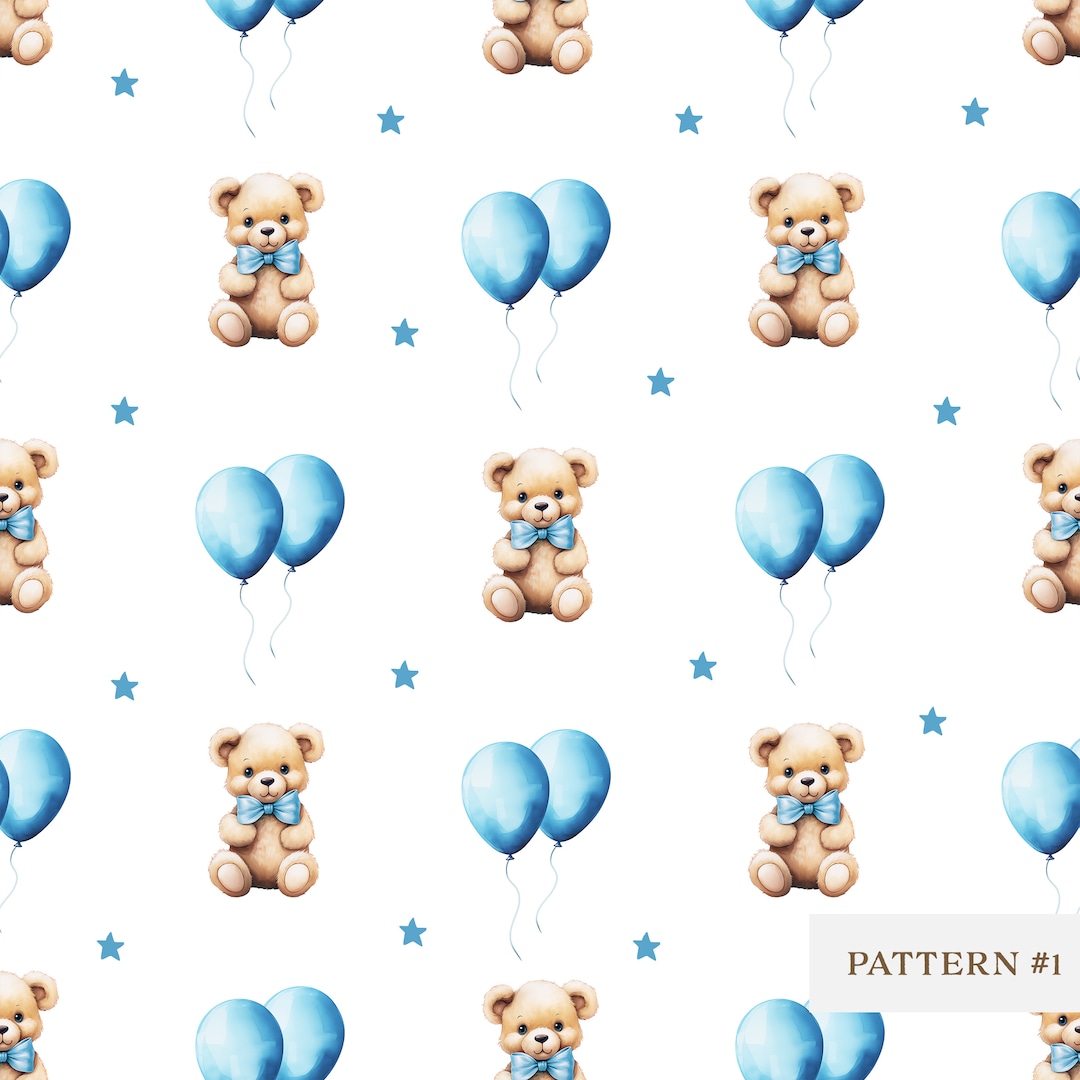 Teddy Bear With Balloon Seamless Pattern-repeating Pattern-teddy Bear ...