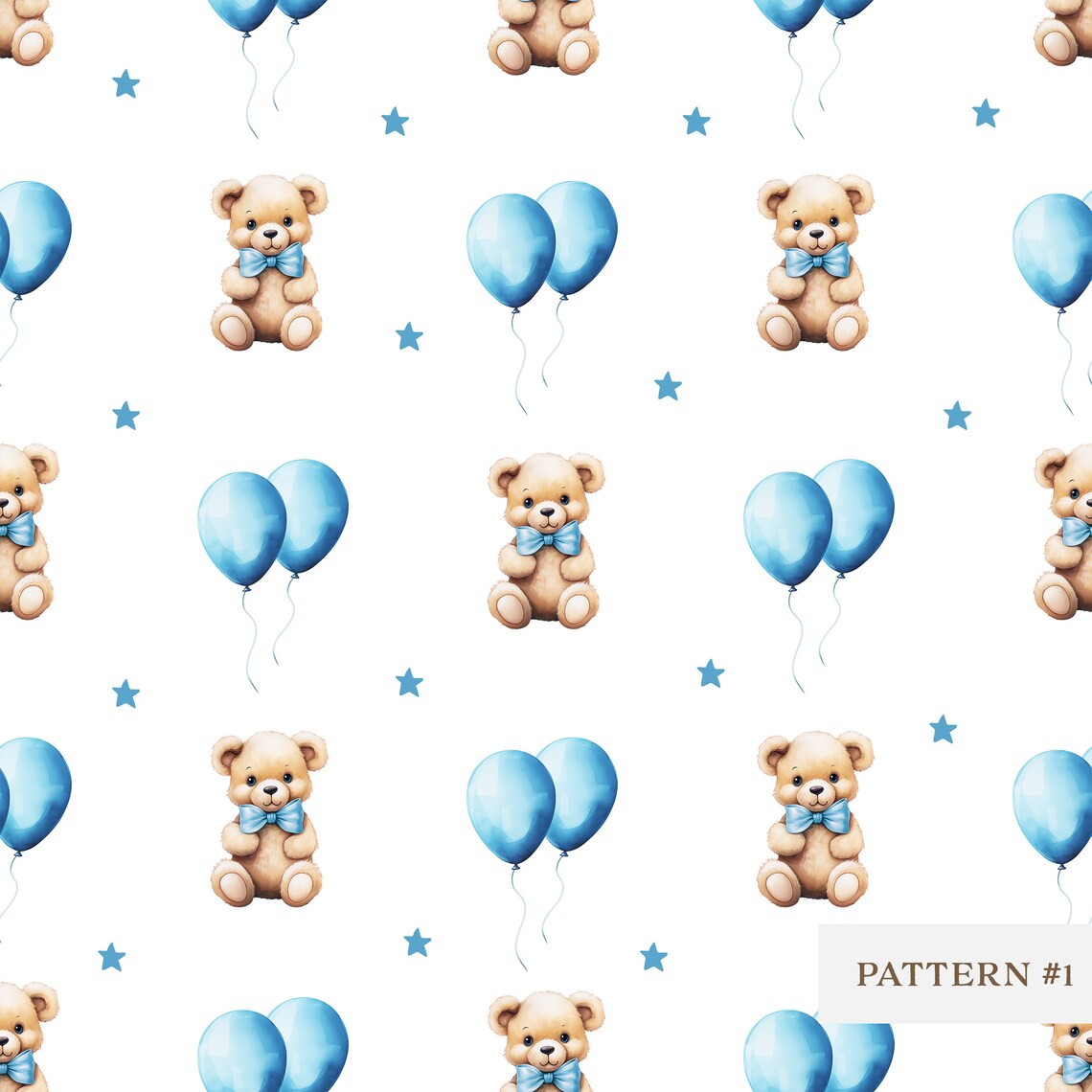 Teddy Bear With Balloon Seamless Pattern-repeating Pattern-teddy Bear ...