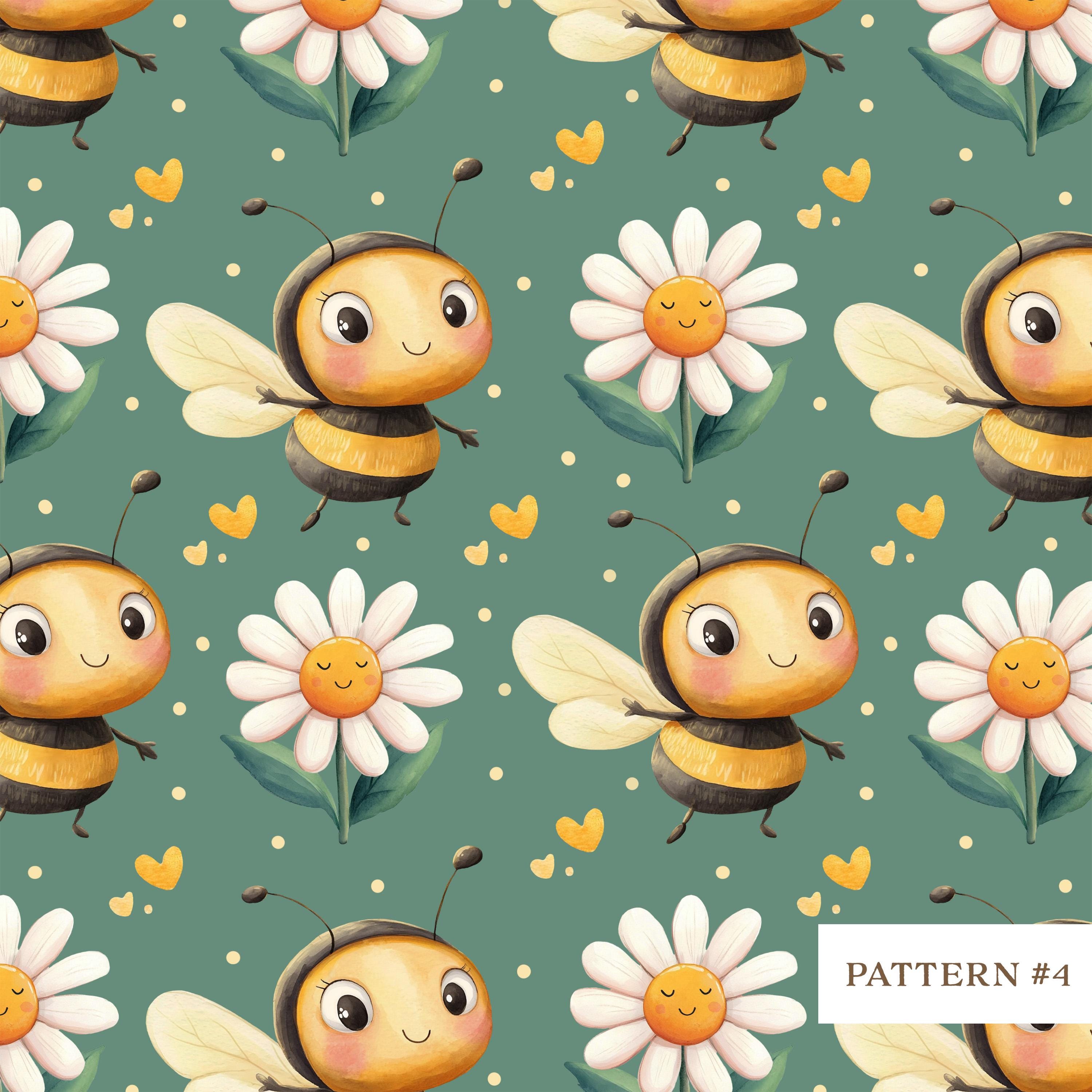 Cute Bee Seamless Pattern | Honey Bee Seamless Patterns PNG | Printable ...