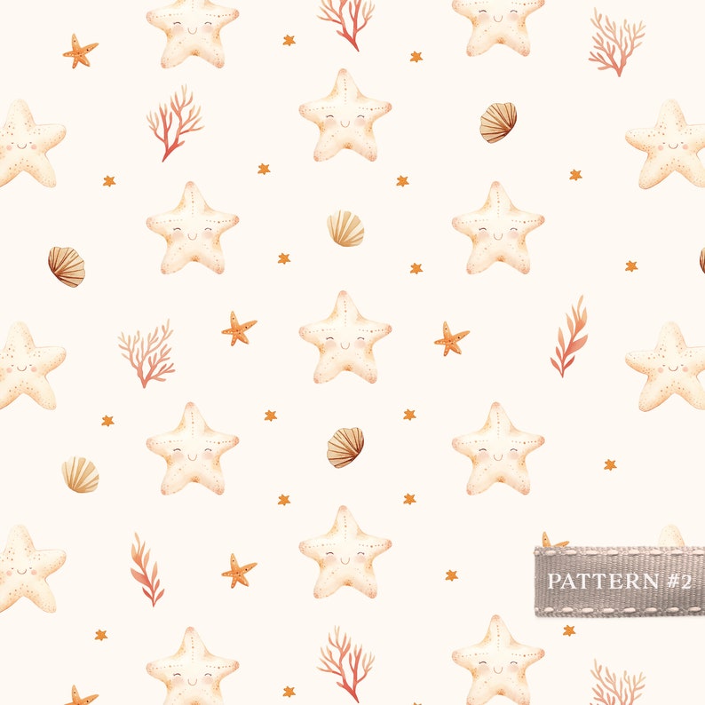 Starfish Seamless Pattern Underwater Watercolor Pattern Digital Paper ...