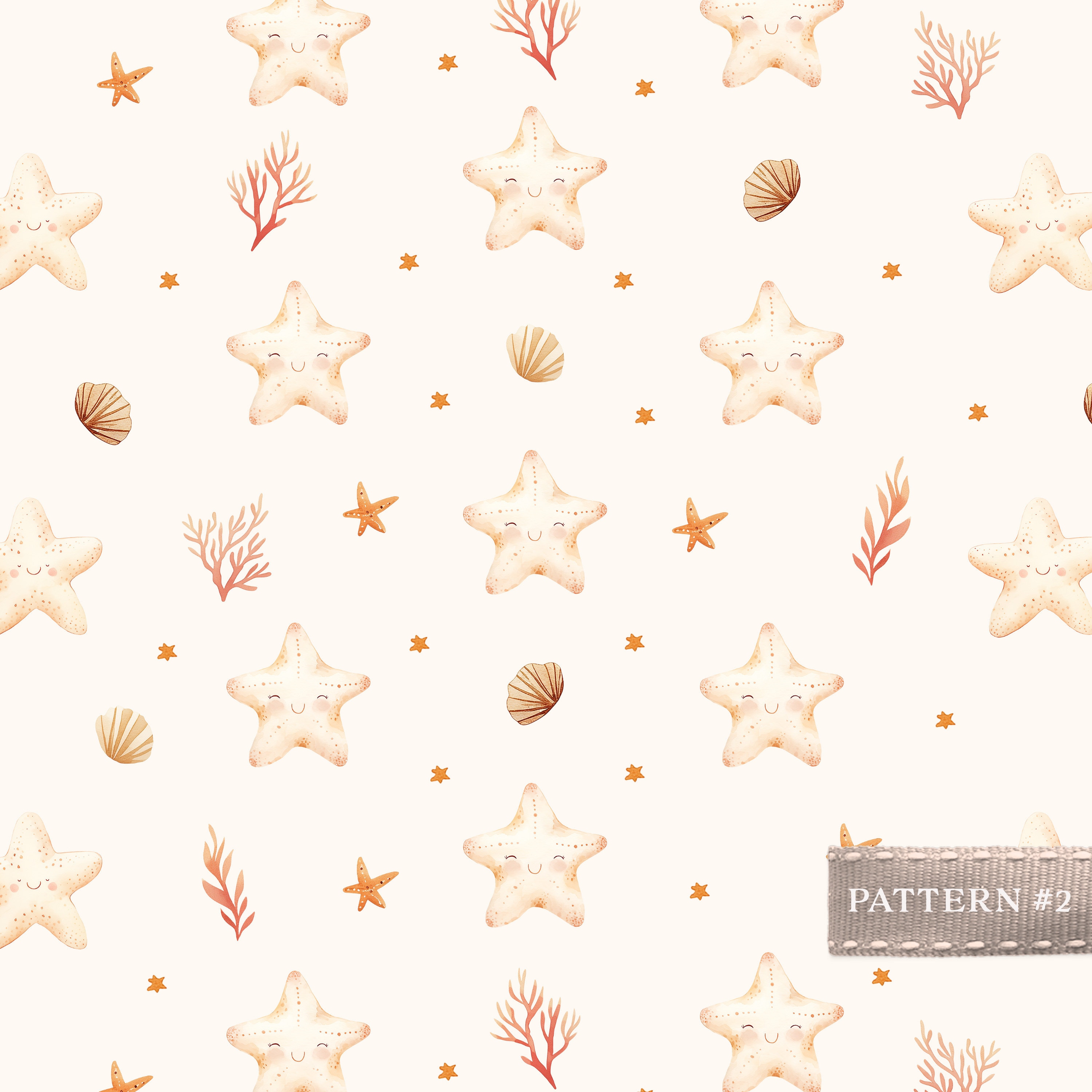 Starfish Seamless Pattern Underwater Watercolor Pattern Digital Paper ...