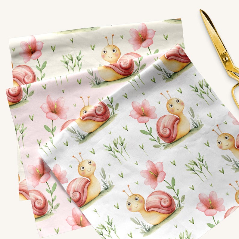 Cute Snail Seamless Pattern, Watercolor Snail Digital Paper, Animal ...