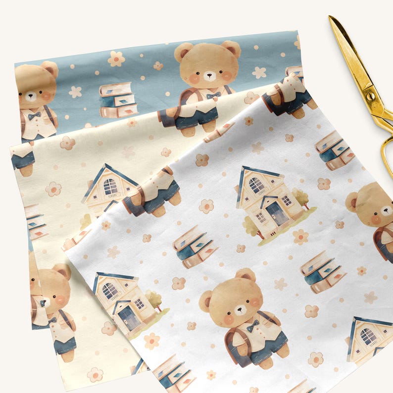 Teddy Bear Seamless Pattern-back to School-fabric Design-digital Paper ...