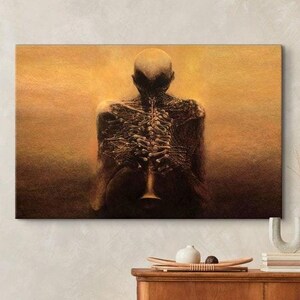 Zdzislaw Beksinski Poster, Skeleton Playing the Trumpet, Surreal Print ...