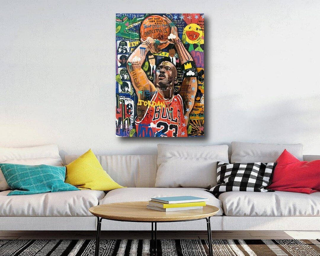 Michael Jordan Graffiti Wall Art, Black & White Street Art Print ...
