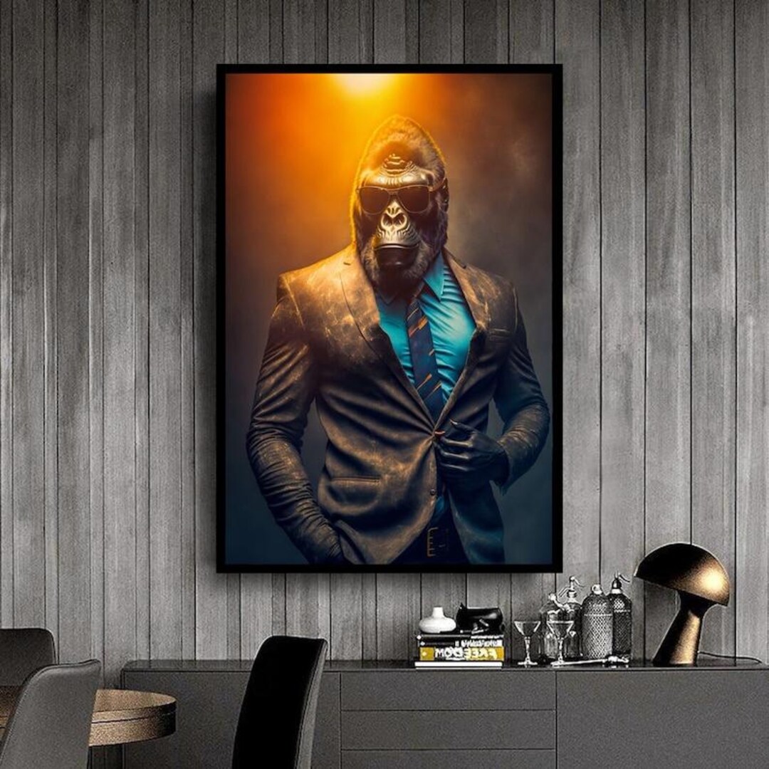 Surrealist Design Gorilla in Suit Canvas Print Wall Print, Original ...